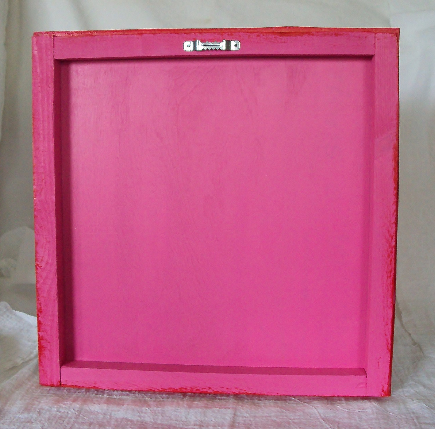 Handpainted Wood Sign Red Base With Blue and Pink Border | Etsy