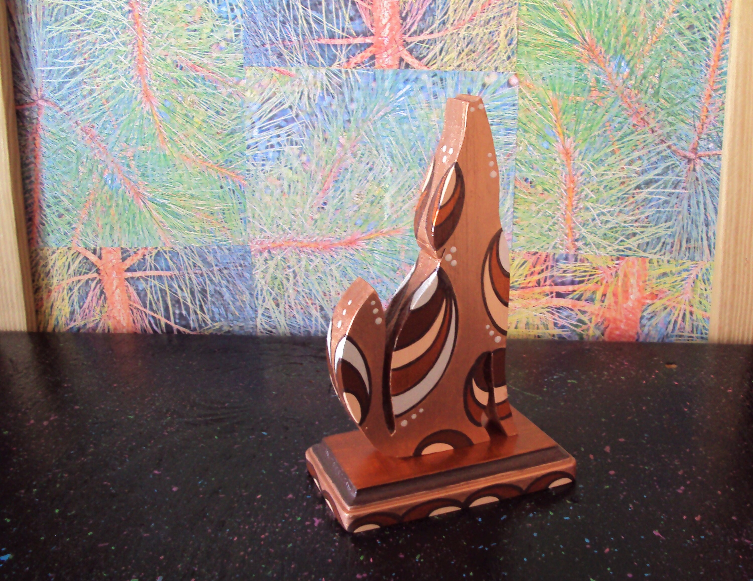 Hand Painted Wood Cut Coyote Abstract Designs Decorative Table - Etsy