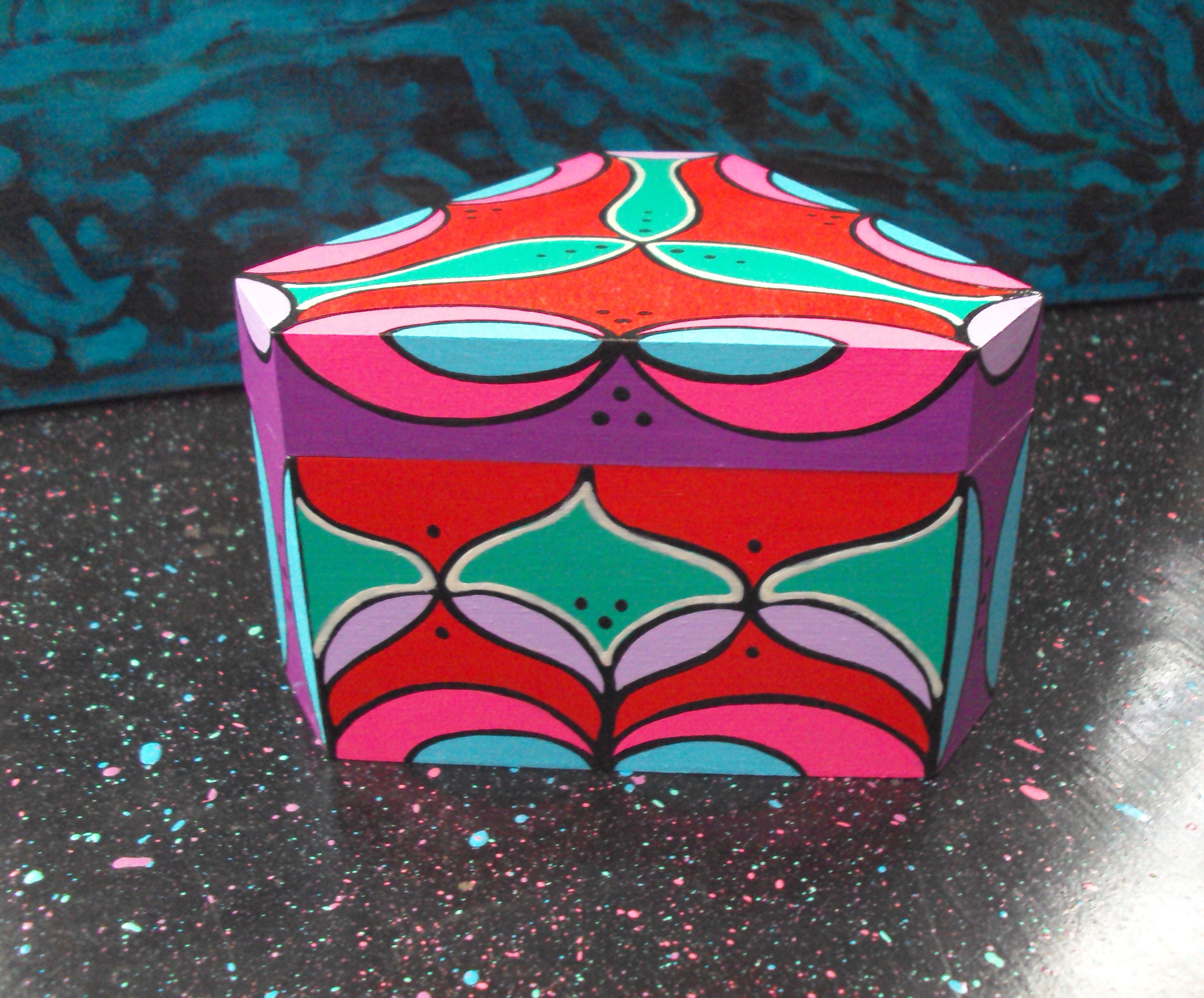 Triangle Wood Box Hand Painted Original Design Decorative Box - Etsy