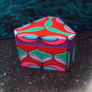 Triangle Wood Box Hand Painted Original Design Decorative Box Bold ...