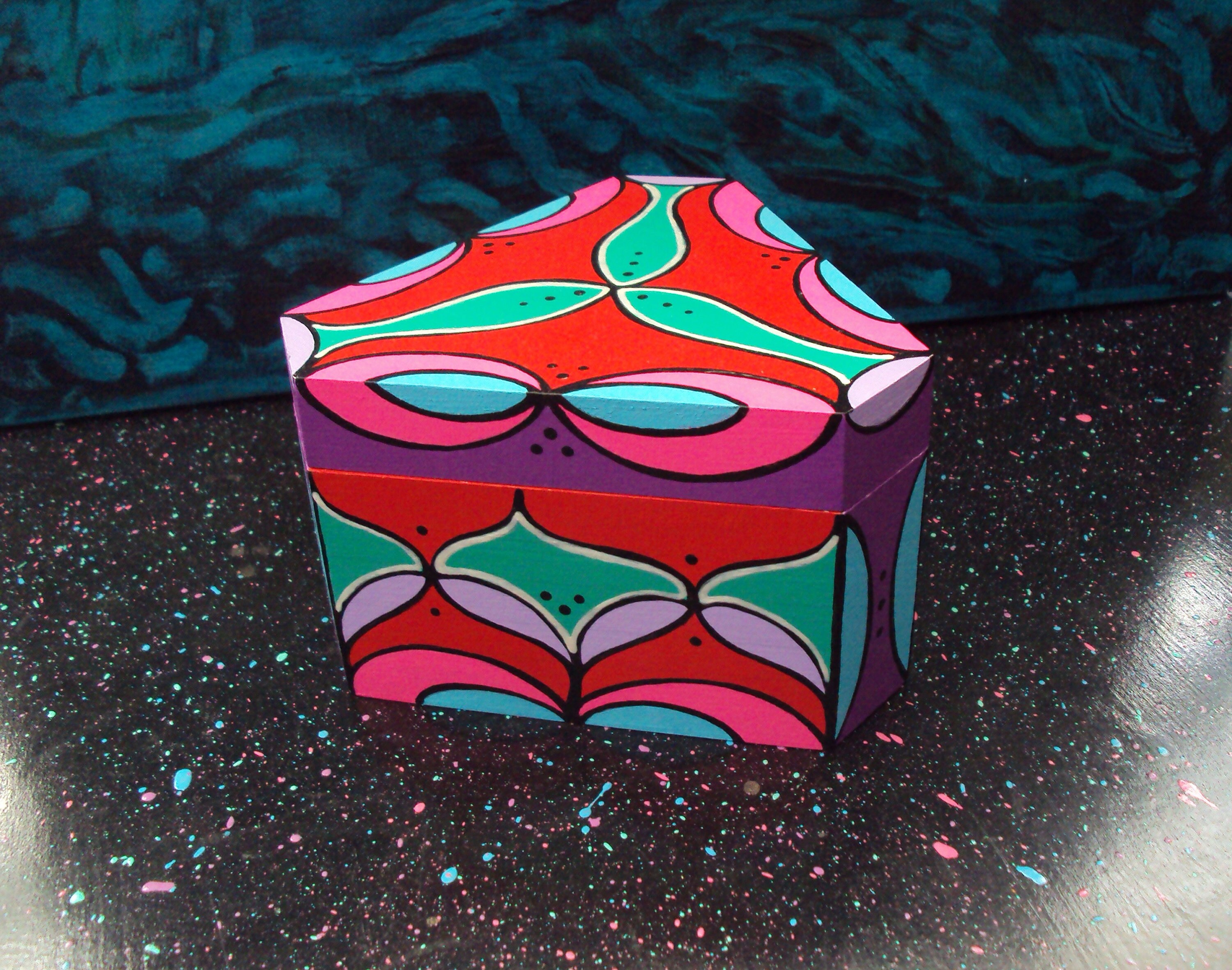 Triangle Wood Box Hand Painted Original Design Decorative Box - Etsy