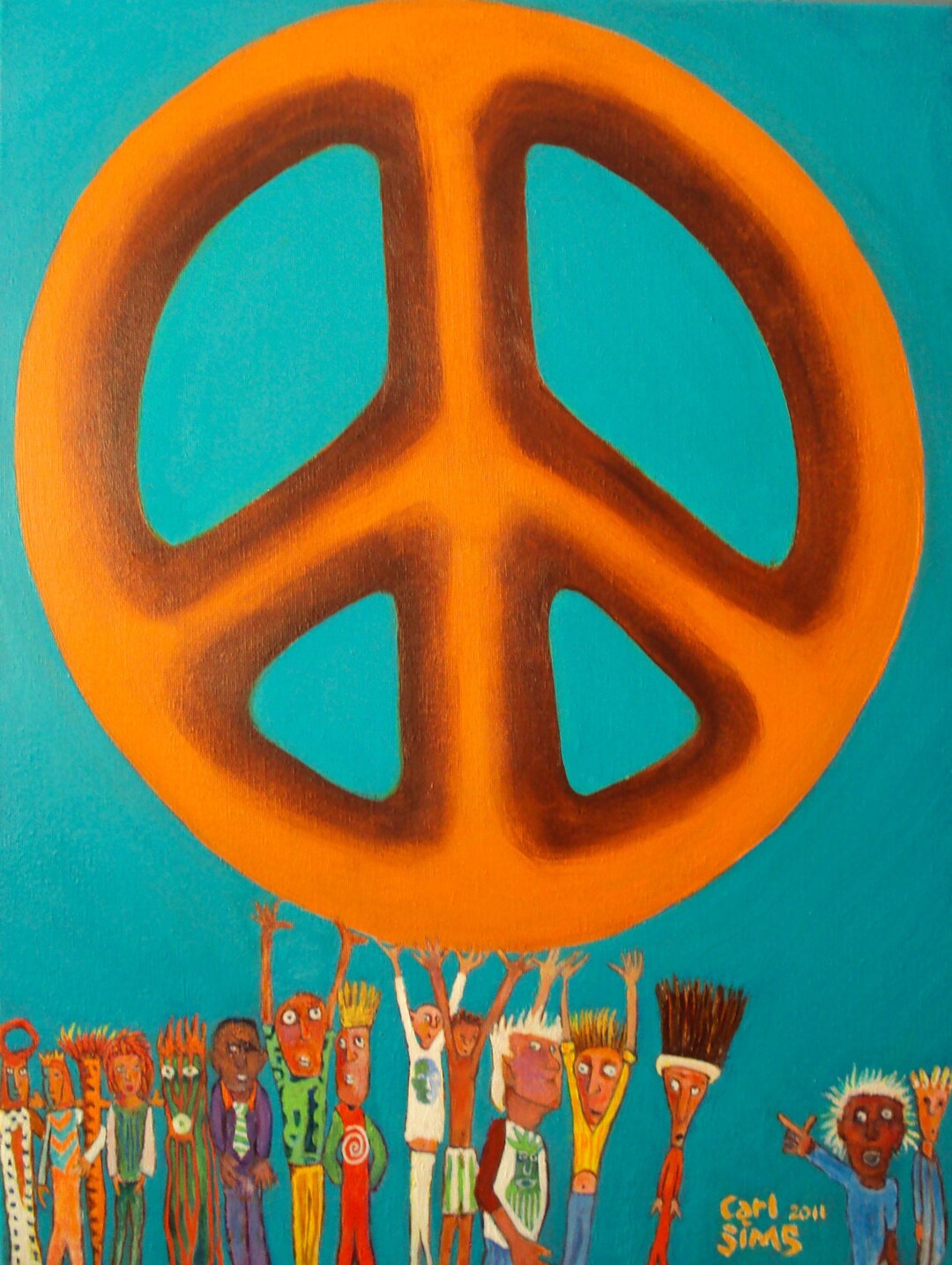 Peace Sign / People Supporting Peace / Oil Painting / 18 X 24 - Etsy