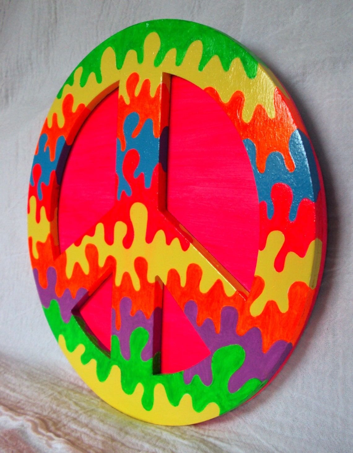 Painted Wood Peace Sign/ Bright Colors/ Wall Hanging/ 10 Inch - Etsy