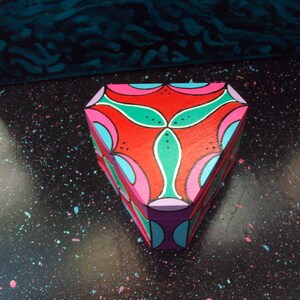 Triangle Wood Box Hand Painted Original Design Decorative Box Bold ...
