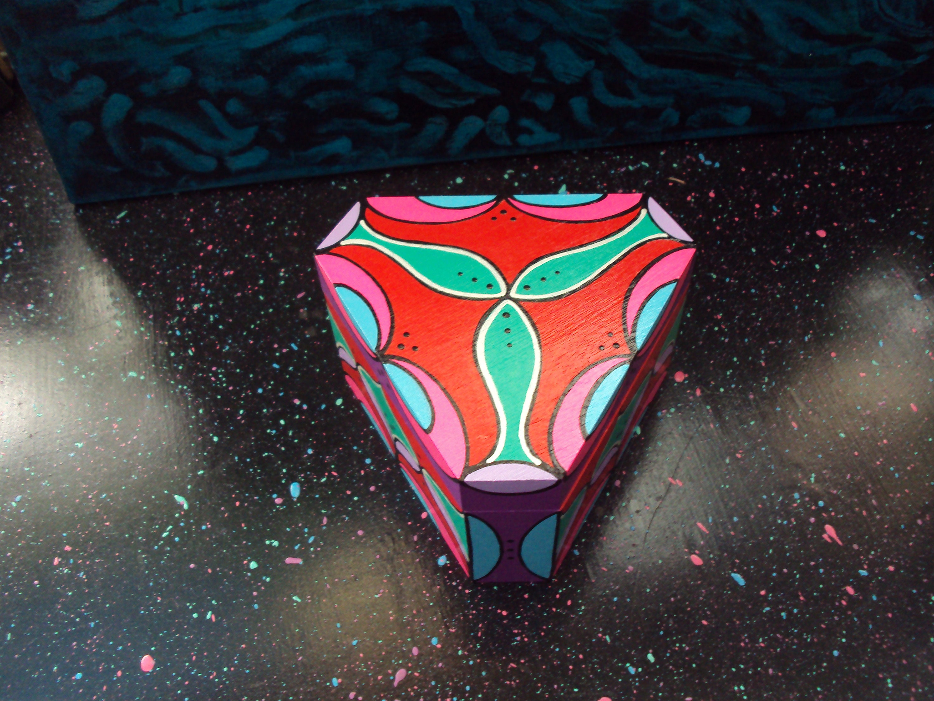 Triangle Wood Box Hand Painted Original Design Decorative Box - Etsy