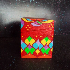 Bright Red Handpainted Decorative Wood Box Recipe Box Floral Like ...