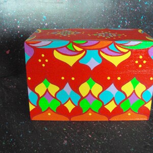 Bright Red Handpainted Decorative Wood Box Recipe Box Floral Like ...