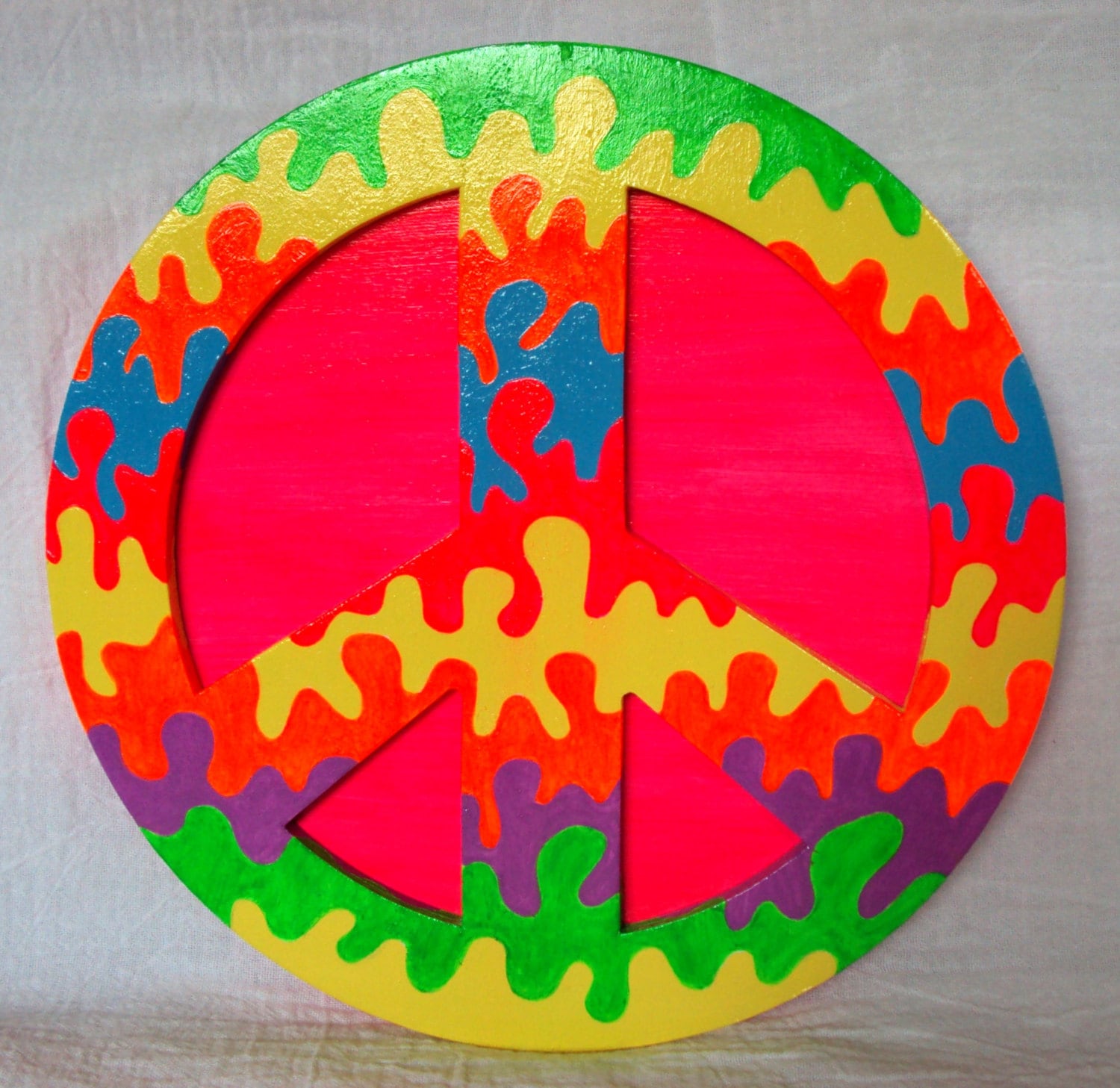 Painted Wood Peace Sign/ Bright Colors/ Wall Hanging/ 10 Inch - Etsy