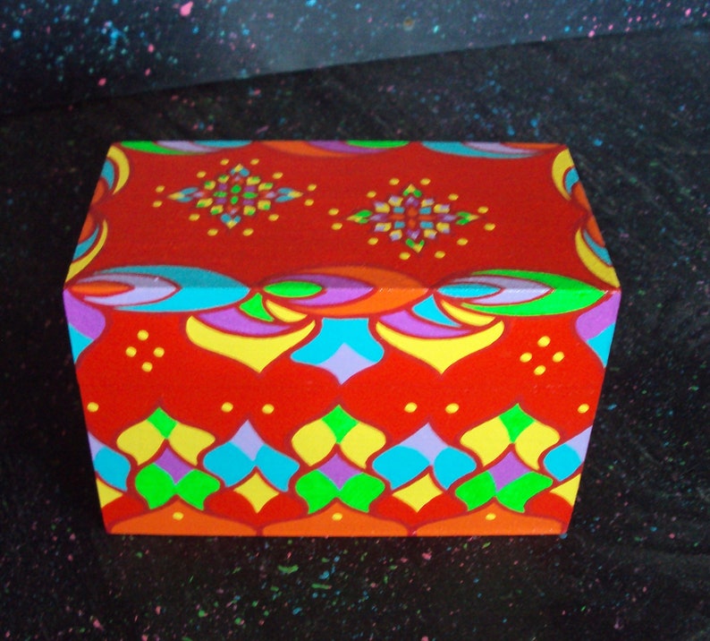 Bright Red Handpainted Decorative Wood Box Recipe Box Floral - Etsy