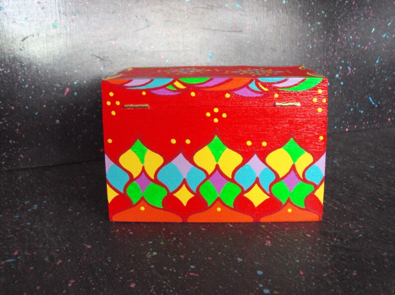Bright Red Handpainted Decorative Wood Box Recipe Box Floral - Etsy