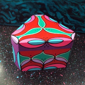 Triangle Wood Box Hand Painted Original Design Decorative Box Bold ...