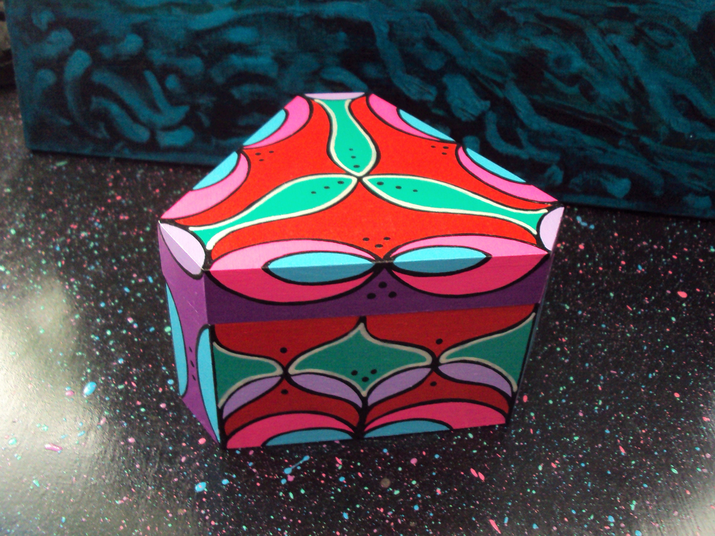 Triangle Wood Box Hand Painted Original Design Decorative Box - Etsy