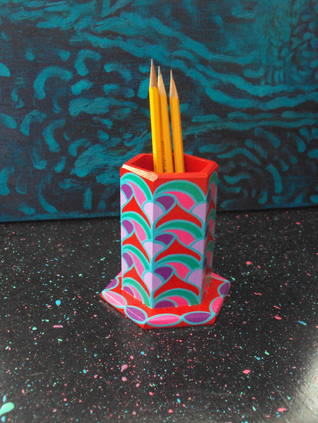 Hand Painted Pencil Box Decorative Original Designs With Swirls of ...