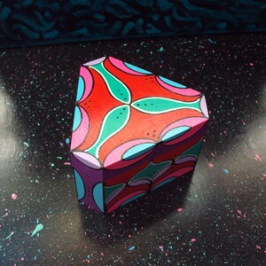 Triangle Wood Box Hand Painted Original Design Decorative Box Bold ...