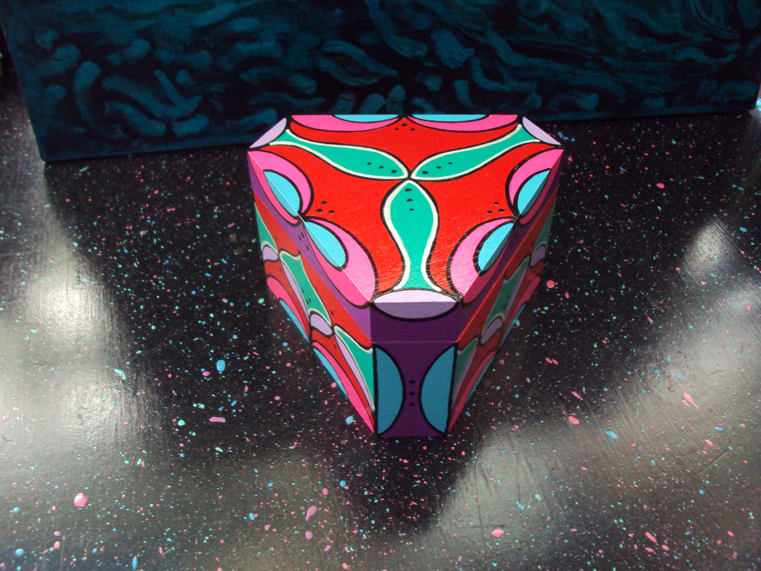 Triangle Wood Box Hand Painted Original Design Decorative Box - Etsy