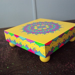 Mandala Hand Painted Box Decorative Yellow Box With Purple Mandala ...