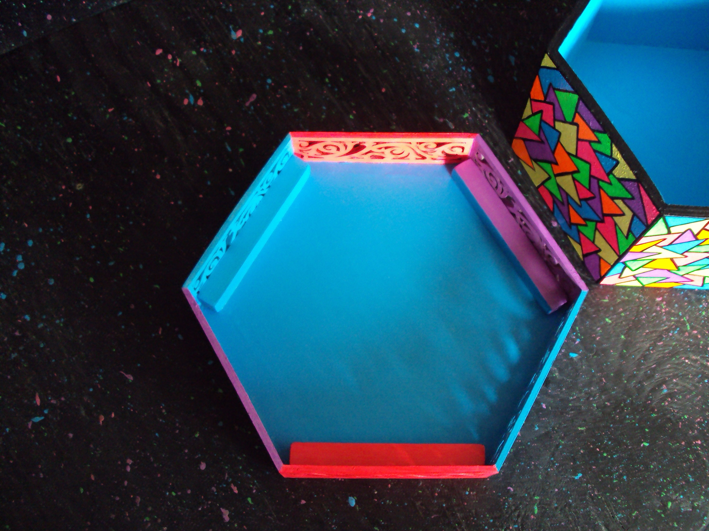 Stained Glass Look Hand Painted Box Six Sides Bright Colors - Etsy