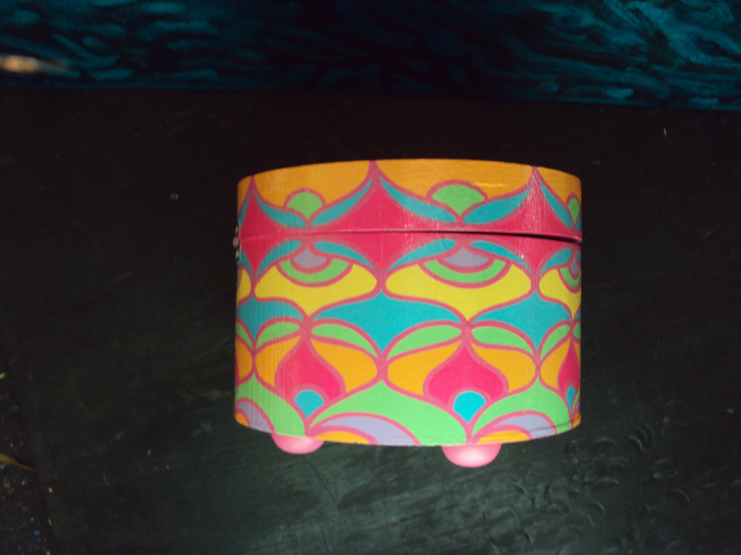 Decorative Round Box Handpainted Mandala Design Bright Pink Circle ...