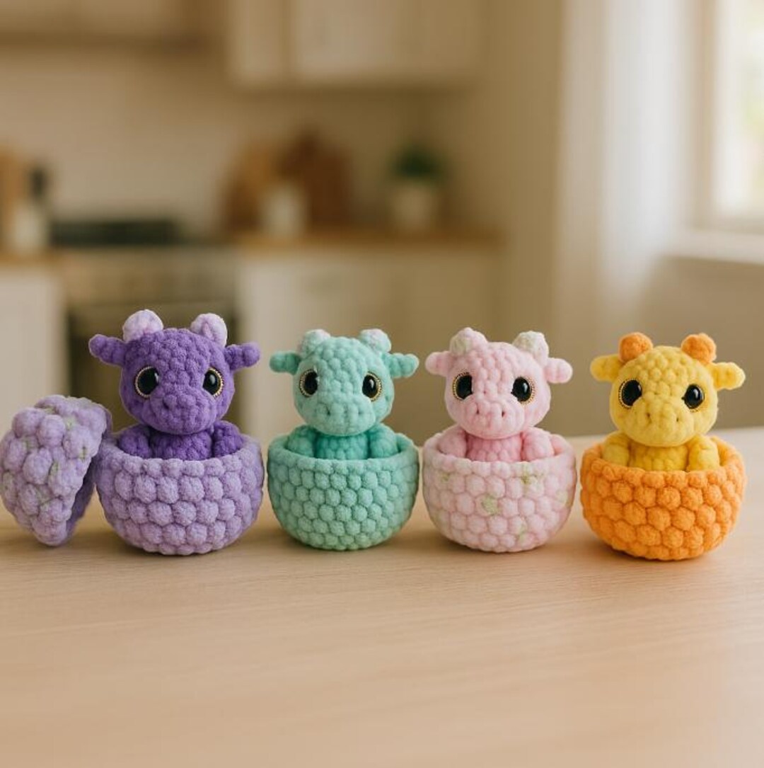 Dragon Egg Crochet Pattern PDF – Amigurumi Baby Dragon Hatching Plush ...