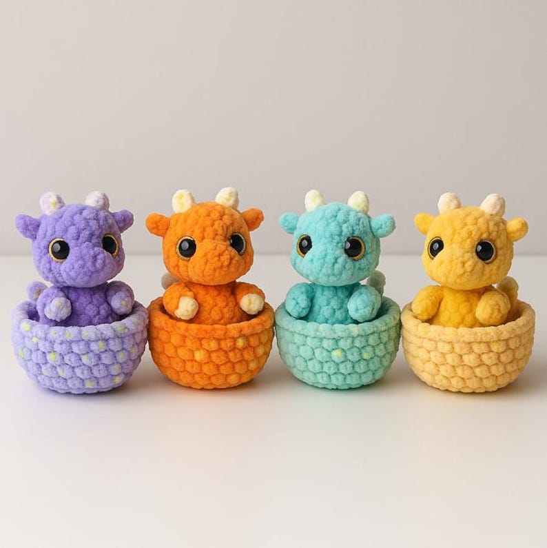 Dragon Egg Crochet Pattern PDF – Amigurumi Baby Dragon Hatching Plush ...