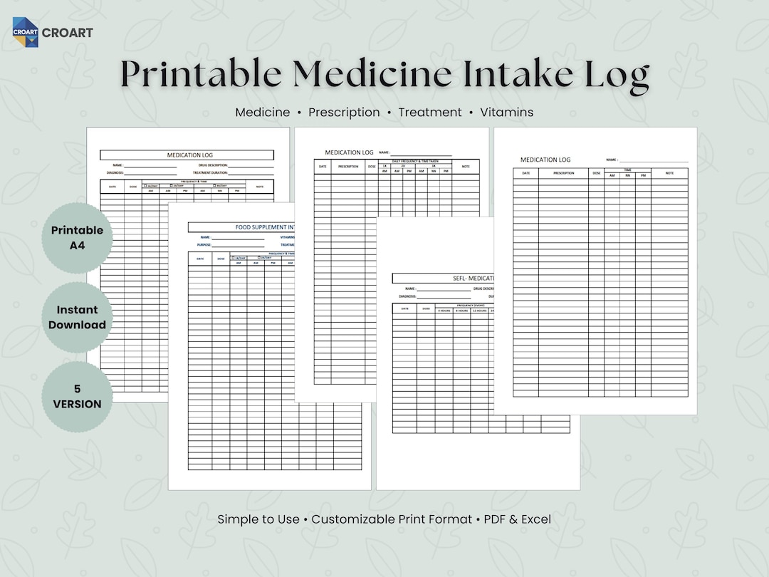 Printable Medicine & Supplement Tracker | A4 Medical Log (PDF) - Etsy