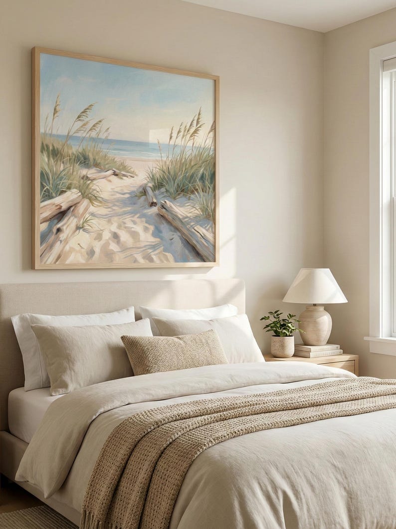 Beach Path Wall Art, Coastal Dune Grass, Ocean Landscape, Neutral ...