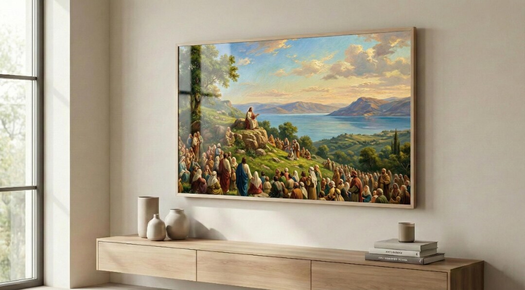 Samsung Frame TV Art, Jesus Sermon on the Mount, Christian Art, Vintage ...