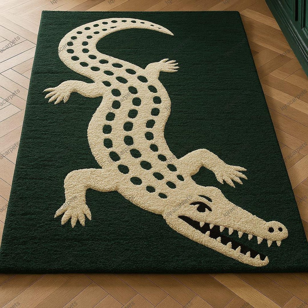 Hand Tufted Crocodile Rug – Bold Jungle Animal Carpet, Playful ...