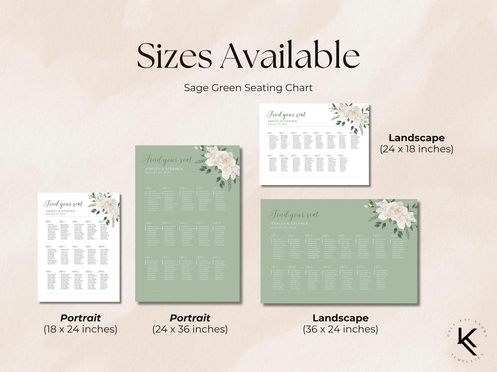Sage Green Wedding Seating Chart Template – Canva Editable Sign ...