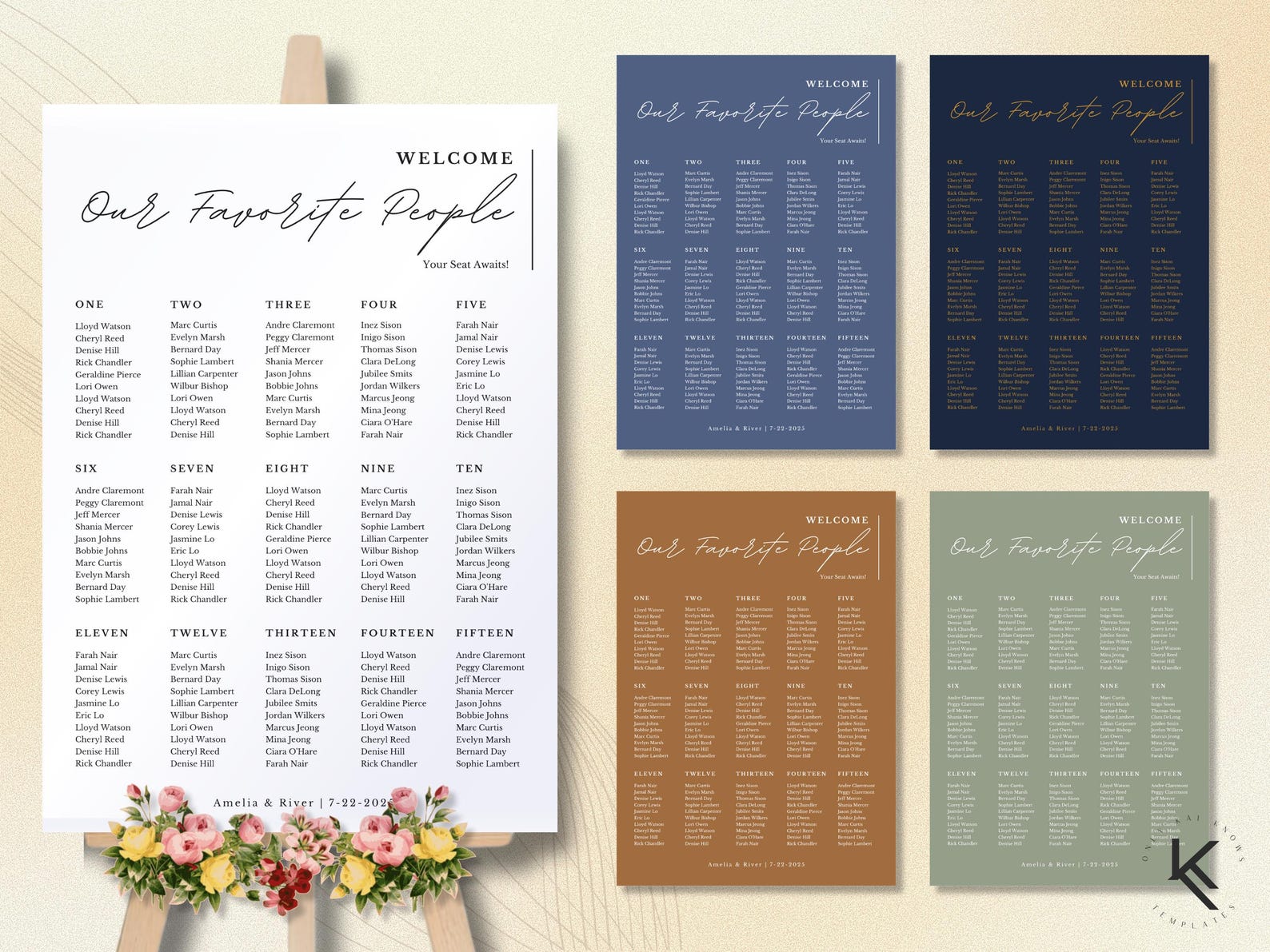 Editable Wedding Seating Chart Template | 15 Layouts for 150 Guests ...