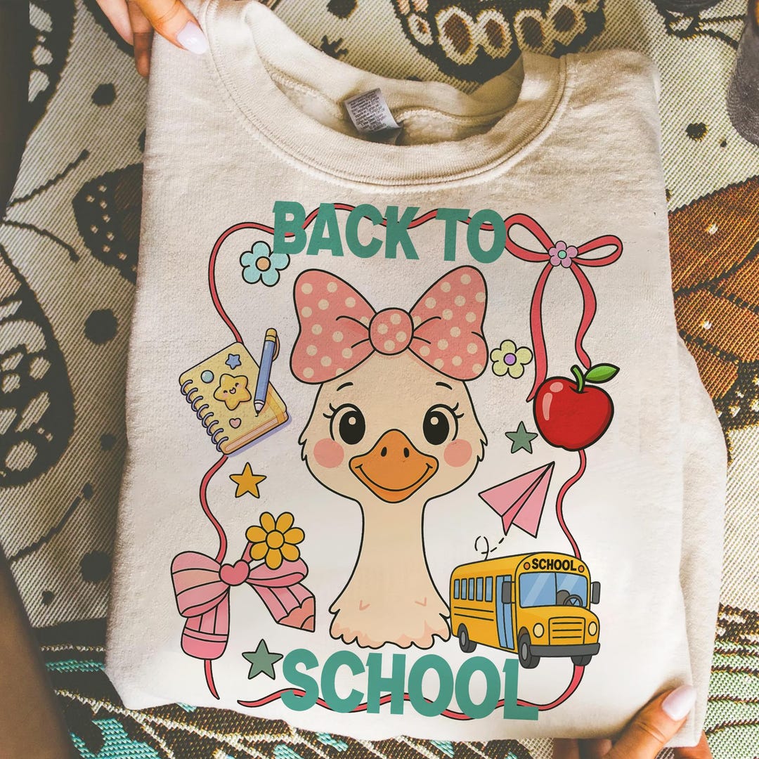 Back to School Duck PNG, Cute Girl Duck With Bow Clipart, Kawaii School ...
