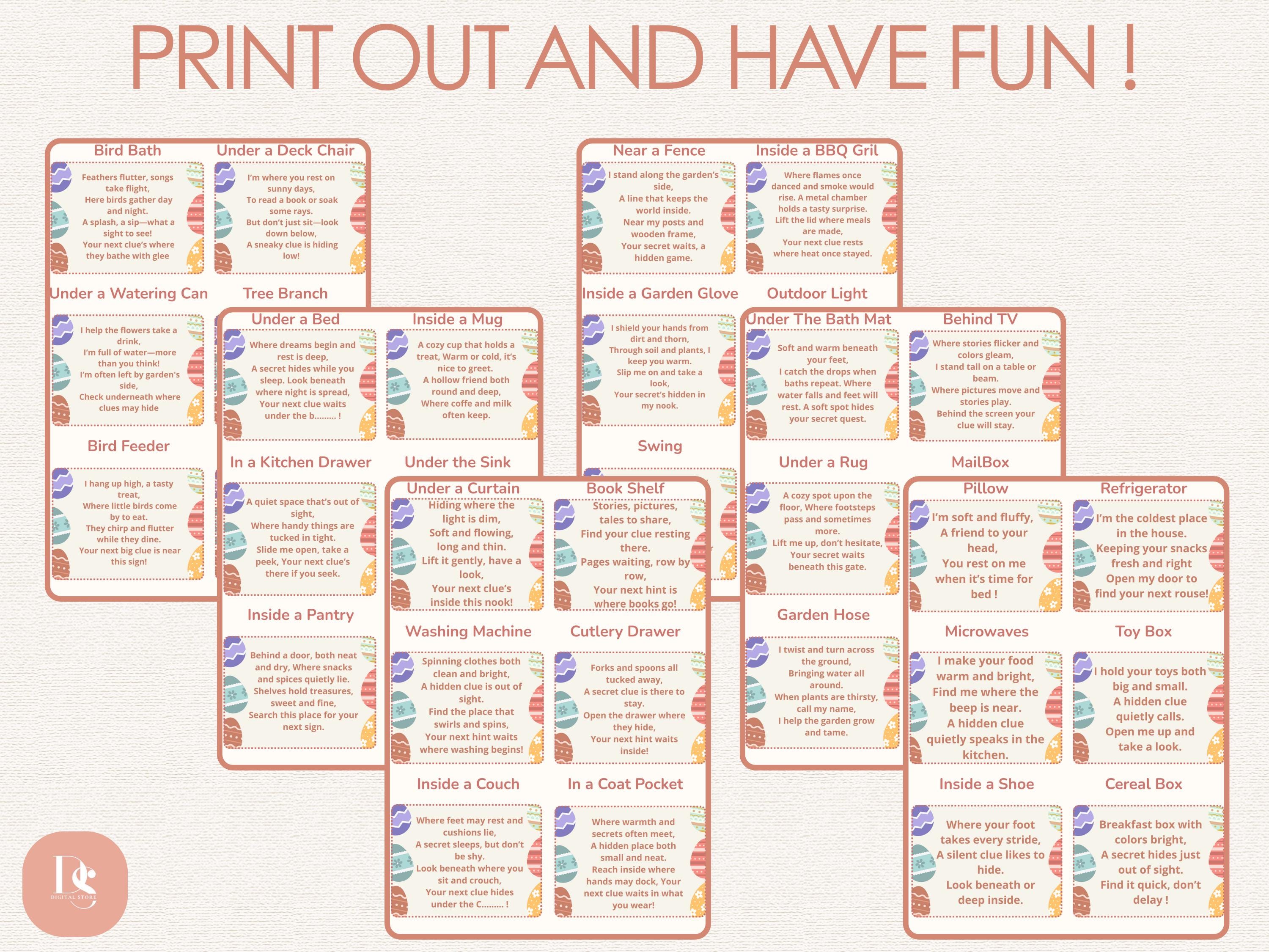 Printable Scavenger Hunt Game for Kids, Teens & Adults, Indoor Outdoor ...