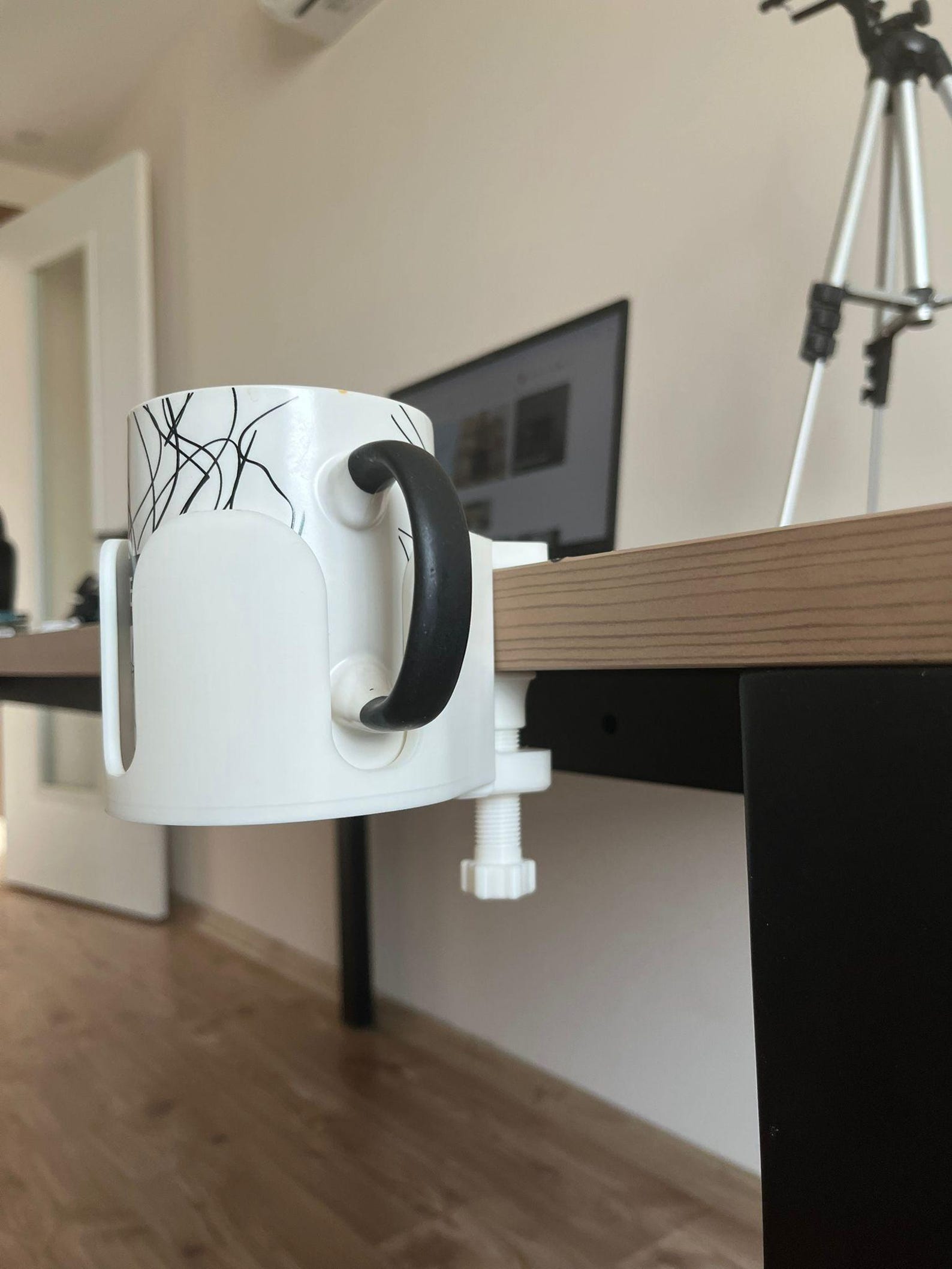 3D Printed Desk Cup Holder STL Files: Clamp-on Mug Design (digital ...