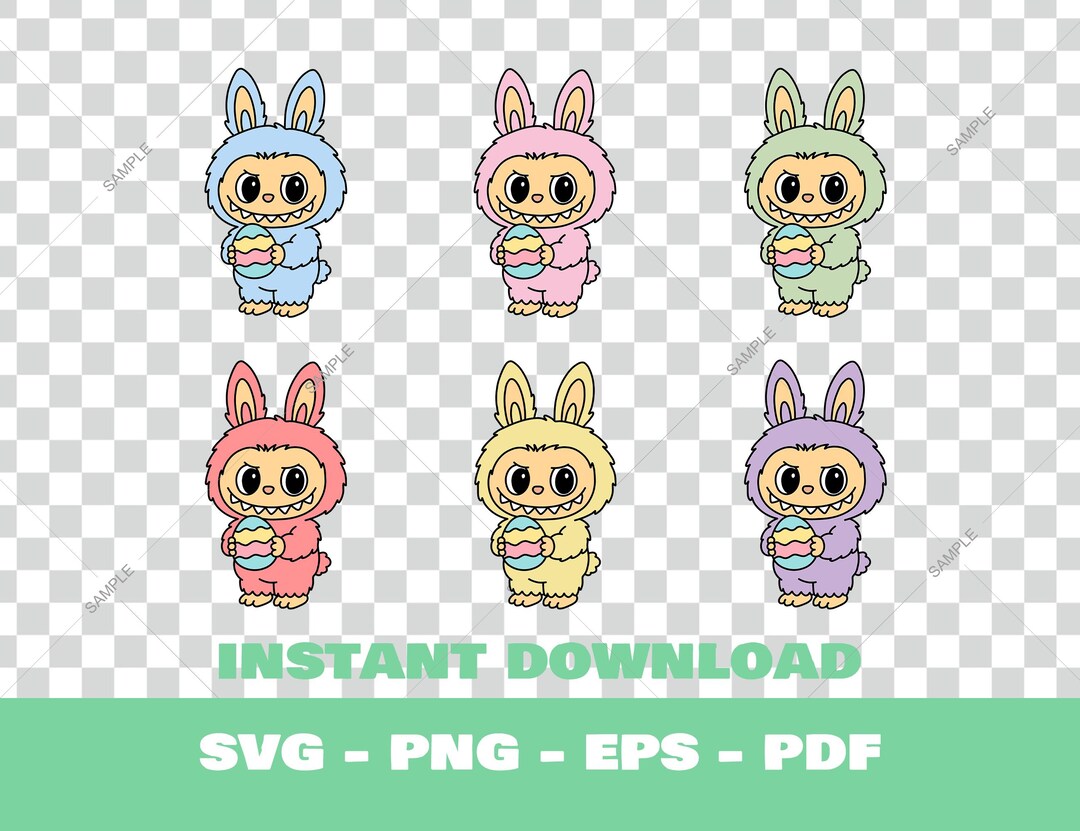 Labubu Easter SVG+PNG File, Labubu Clipart, Cute Labubu Easter, Cartoon ...