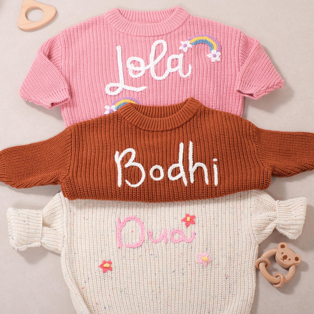 Personalized Baby Sweater: Custom Embroidered Name, Newborn Gift - Etsy