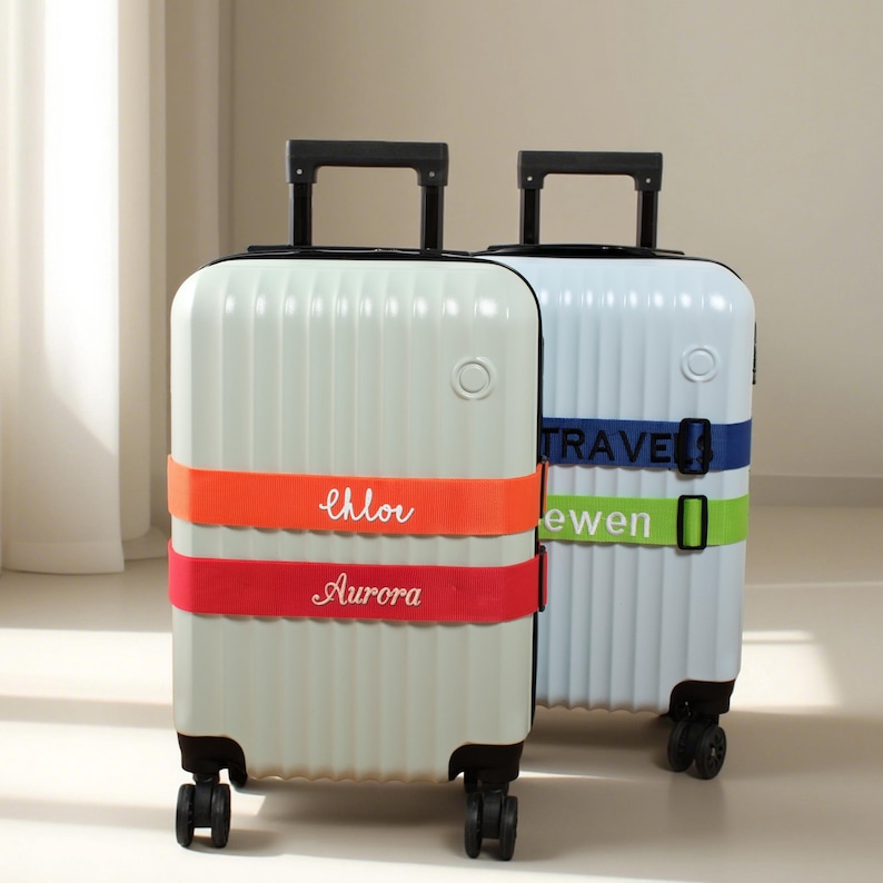 Personalized Embroidered Luggage Strap: Custom Travel Suitcase Belt ...