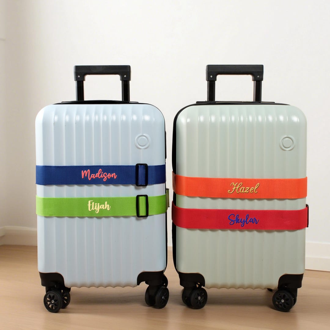 Personalized Embroidered Luggage Strap: Custom Travel Suitcase Belt - Etsy