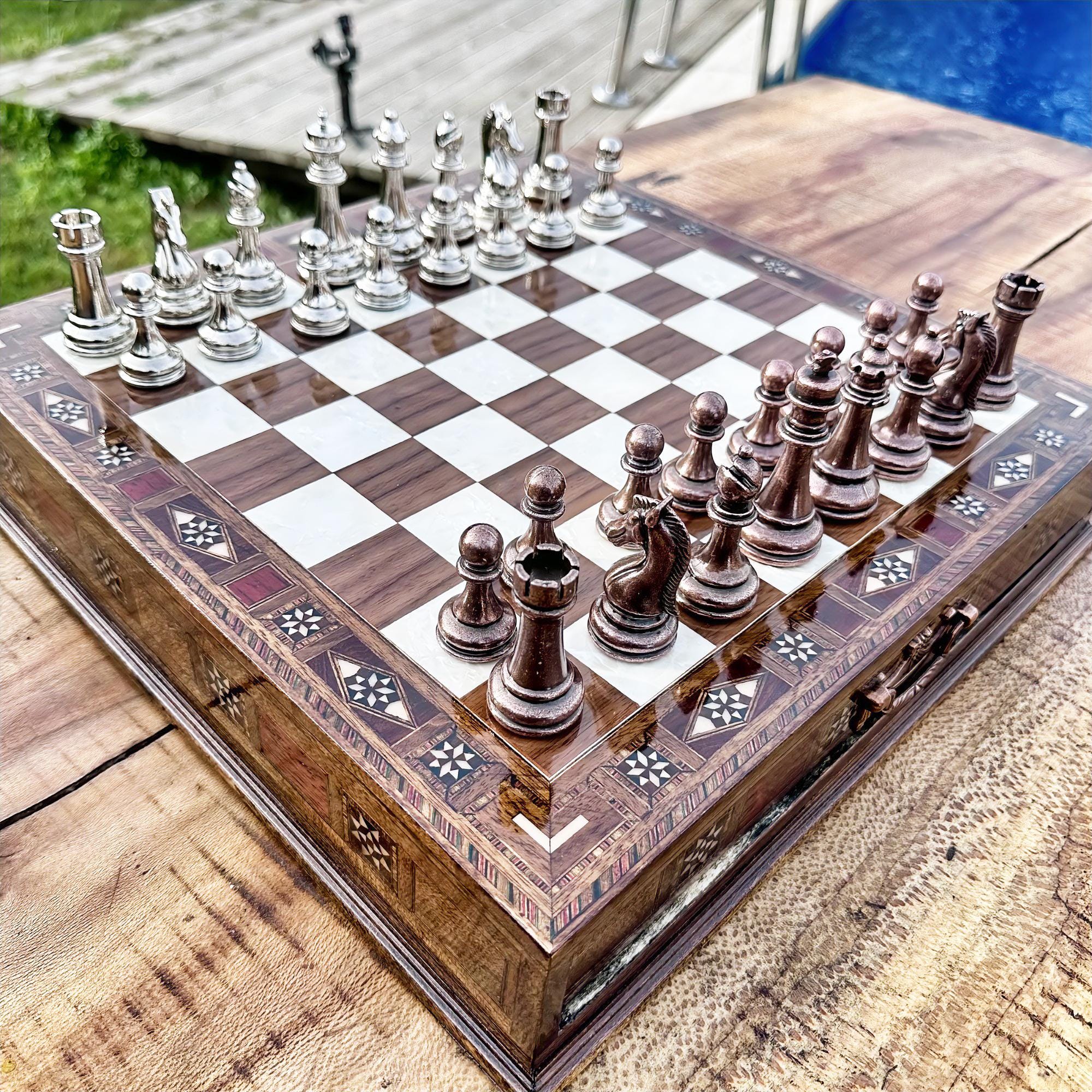 Custom Chess Set, Birthday Gift Chess Board, Handmade Large Chess Set ...