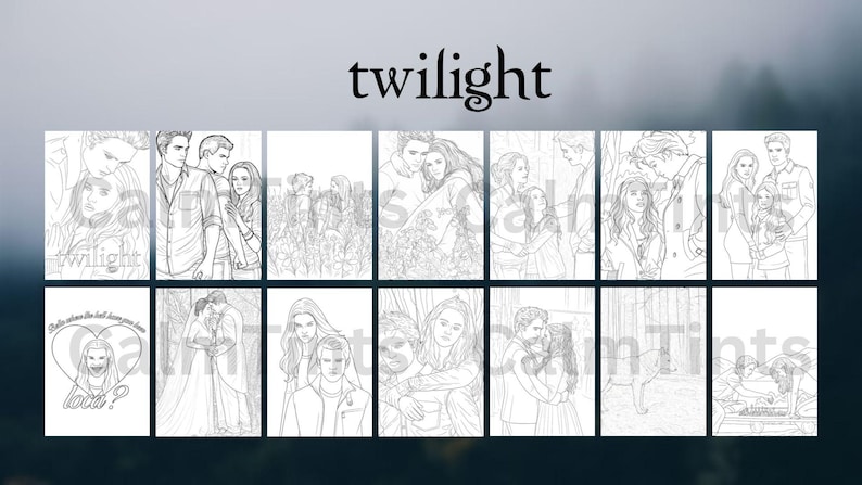 Twilight Coloring Book Pages | Fantasy Vampire Printable | Edward ...
