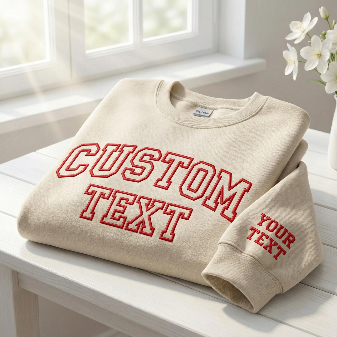 Custom Embroidered Hollow Varsity Text Sweatshirt - Personalized ...