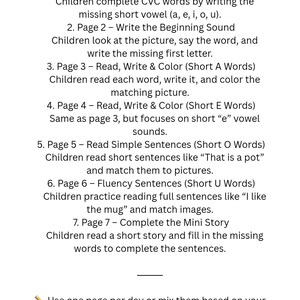CVC Words Phonics Practice | Short Vowel Worksheet Bundle | 7 Printable ...