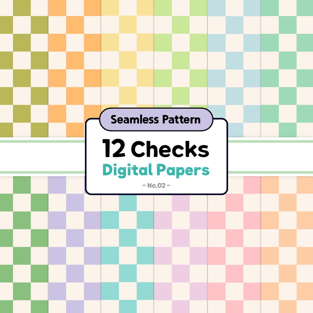 Pastel Plaid Digital Paper: Seamless Check Patterns for Crafts (digital ...
