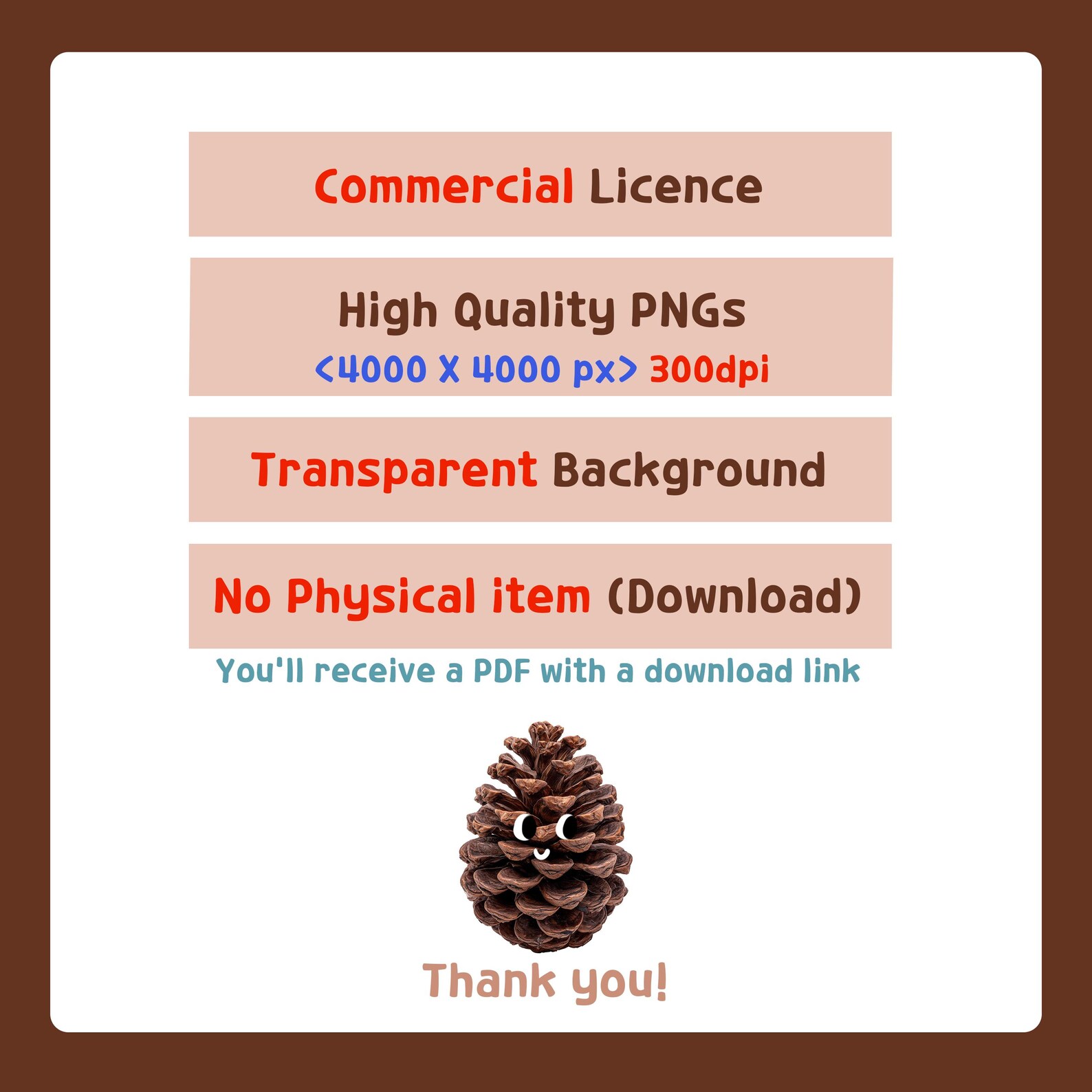 Rustic Pinecone Clipart: Winter Holiday Craft PNG Bundle (digital ...