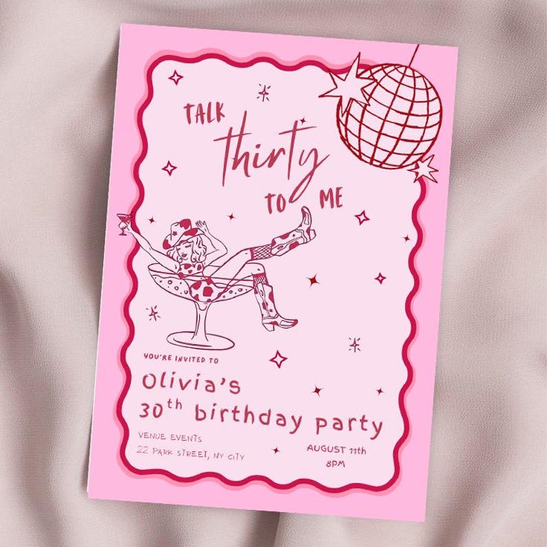 Talk Thirty to Me Invitation – 30th Birthday Party Invite, Cowgirl ...