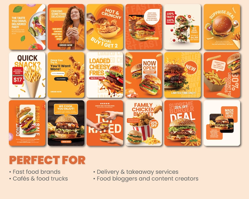 Fast Food Marketing Bundle | Instagram & Facebook Templates on Canva - Etsy