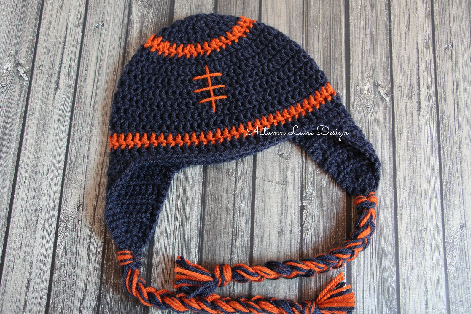 Crocheted Football Hat With Earflaps & Braids Inspired by the Chicago ...