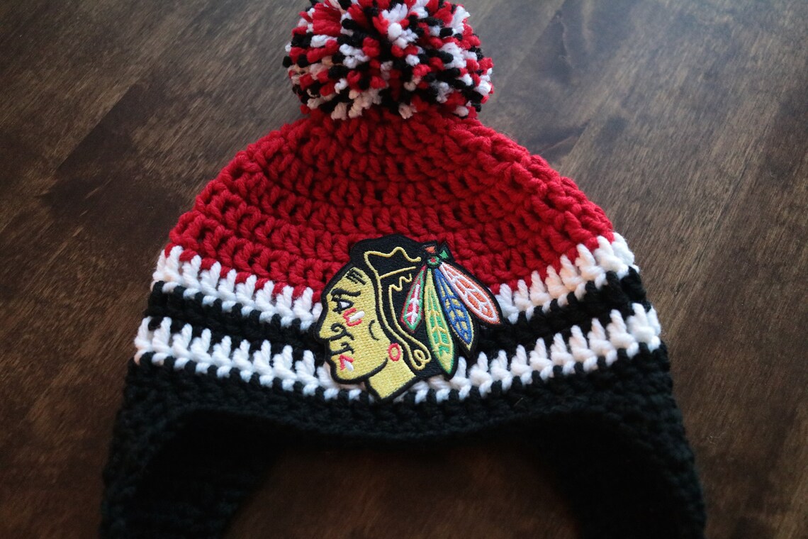 Crocheted Hat With Patch, Earflaps & Braids Inspired by the Chicago ...