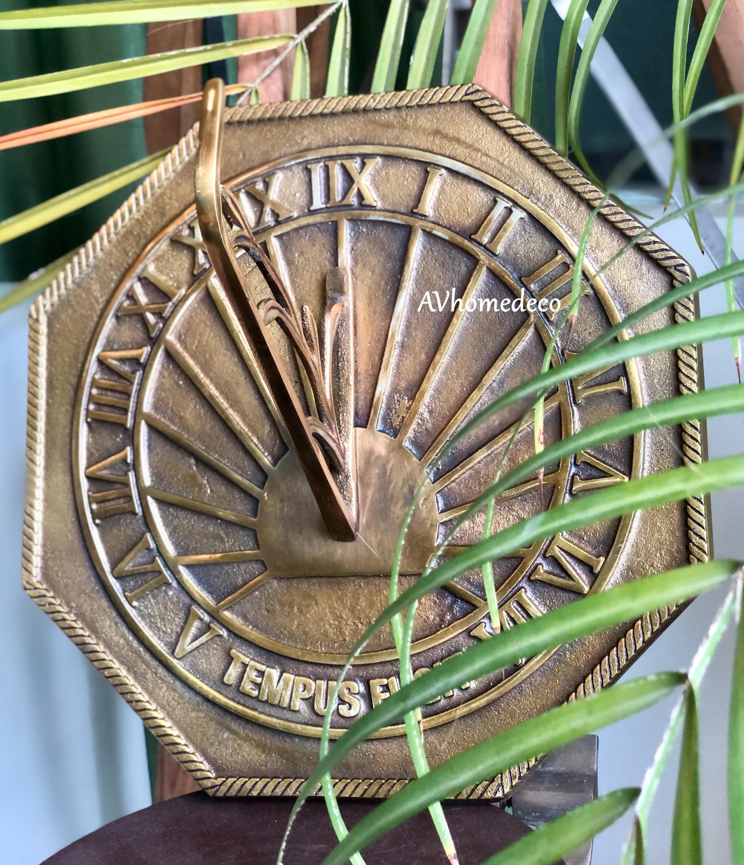 Brass Garden Sundial Home & Garden, Decor Octagonal Outdoor Sundial ...