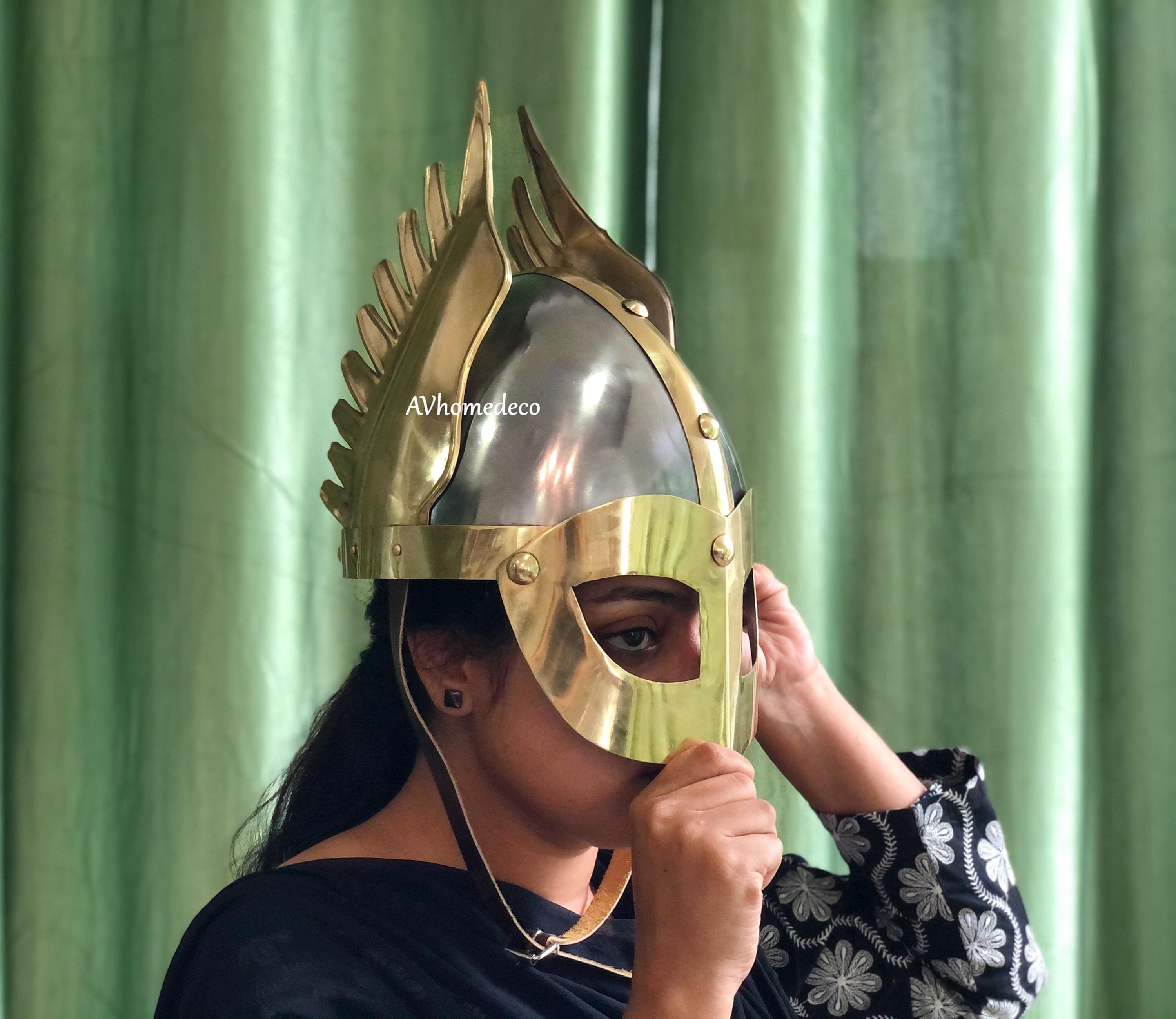 Norman Nasal King Helmet Brass Wing Viking Armor Wearable SCA Larp ...