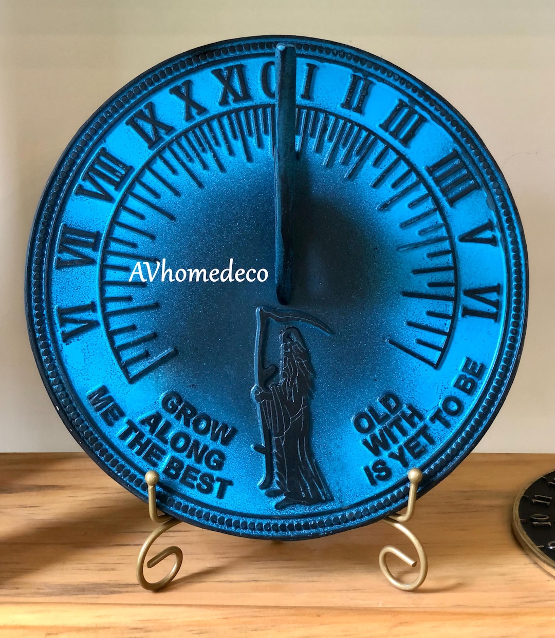 Handmade Garden Sundial Father Time Verdigris Highlights Engraved ...